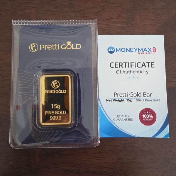 Pretti Gold 15g 999.9 Fine Gold Bar (MoneyMax Certified)(1 Pc Only!)